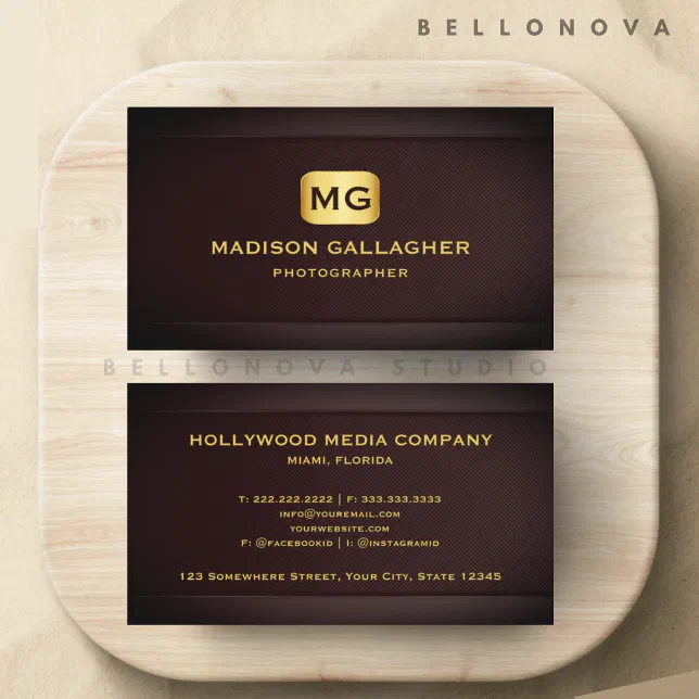 Custom Red Maroon Gold Creative Media Professional Business Card | Zazzle