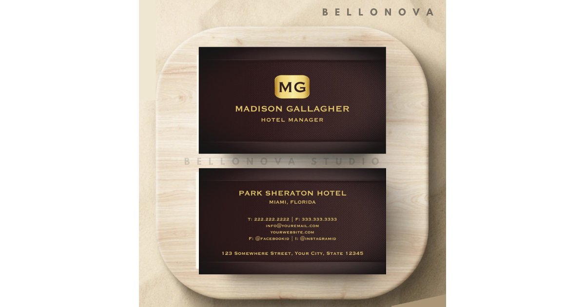Custom Red Maroon Gold Hospitality Professional Business Card | Zazzle
