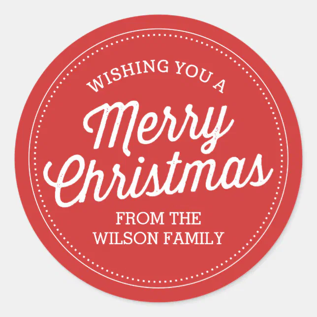 Custom Red Merry Christmas Stickers | Zazzle
