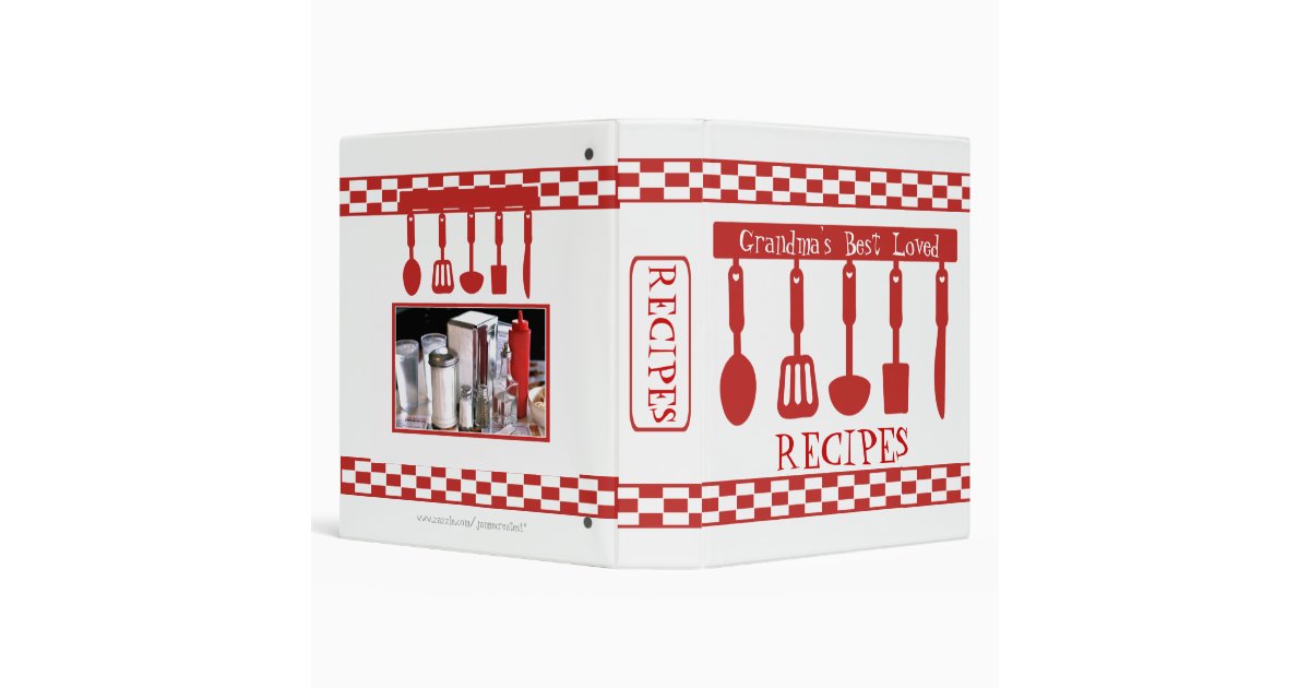 Custom Red Pattern Recipe Binder | Zazzle