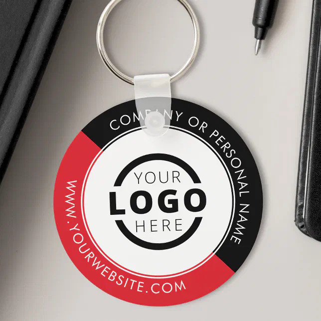 Custom Red Promotional Business Logo Branded Keychain | Zazzle
