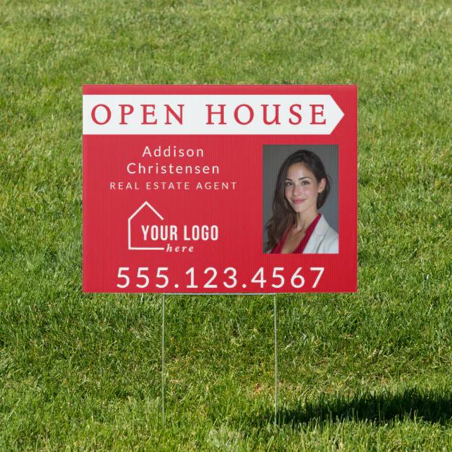 Custom Red Real Estate Open House Yard Sign | Zazzle