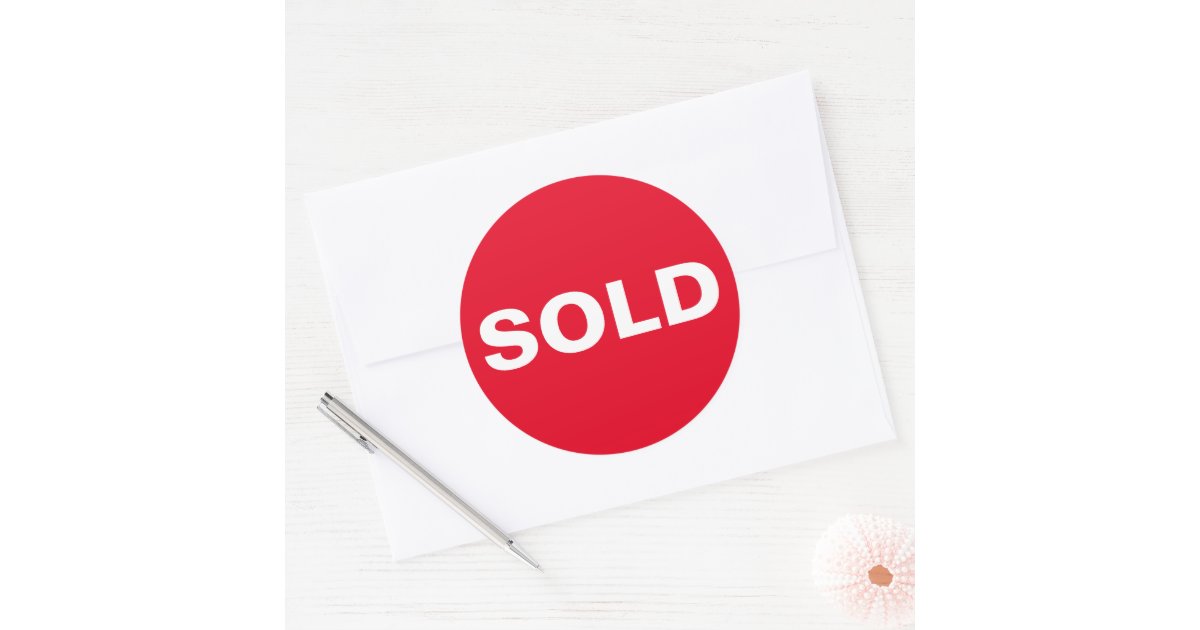 Custom Red Sold Sticker | Zazzle