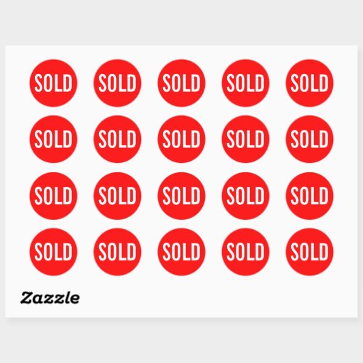 Custom Red Sold Sticker | Zazzle