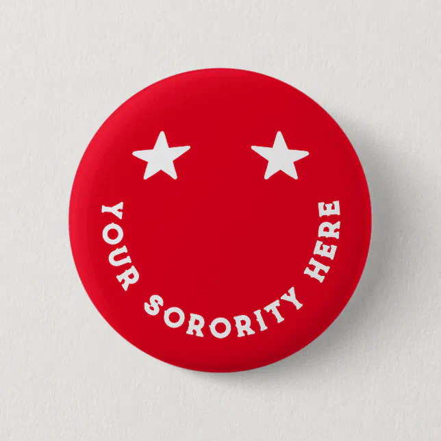 Custom Red Sorority Trendy Retro Be Happy Button | Zazzle
