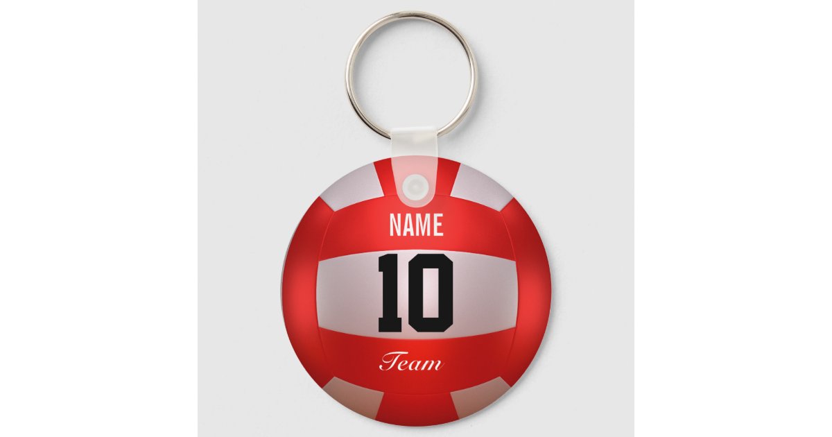 Custom Red Volleyball Keychain | Zazzle