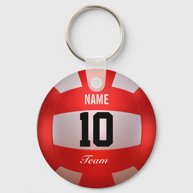 Custom Red Volleyball Keychain | Zazzle