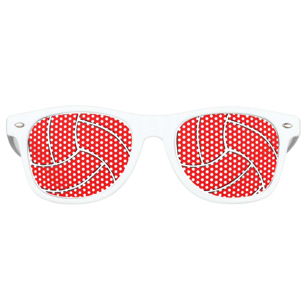 Custom Red Volleyball Party Sunglasses | Zazzle