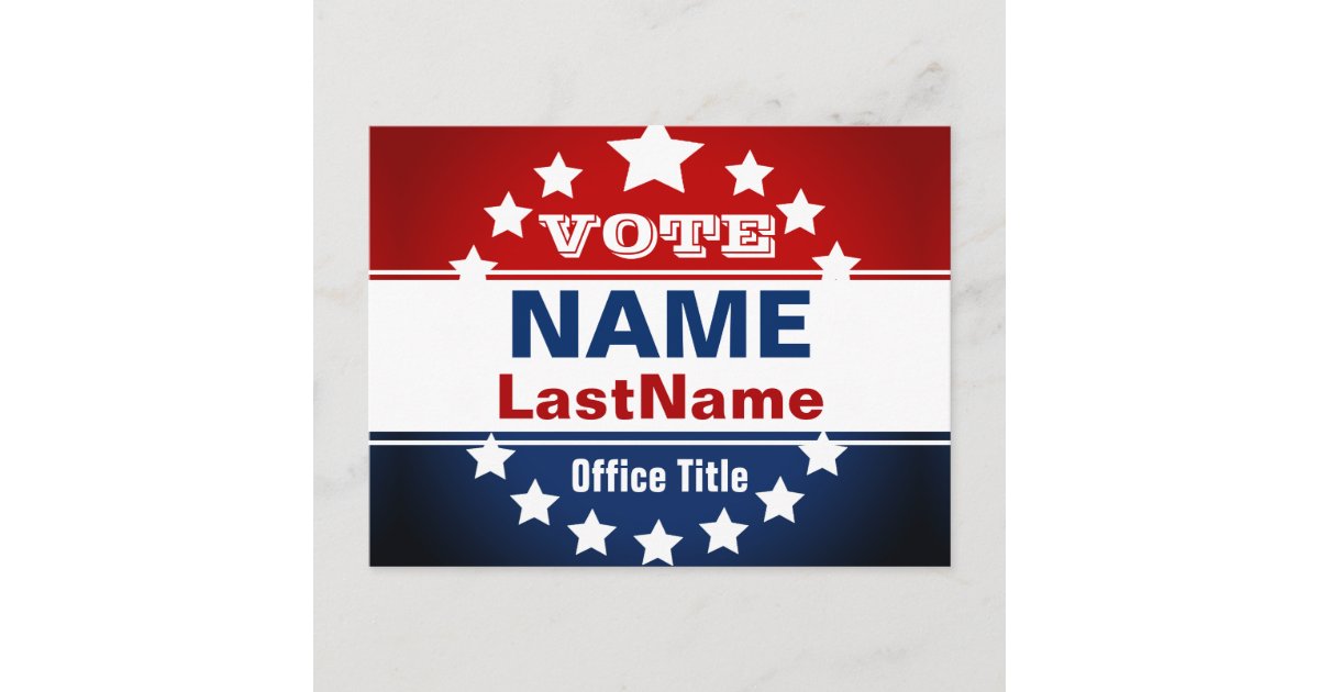 Custom Red, White and Blue Election Template Postcard | Zazzle