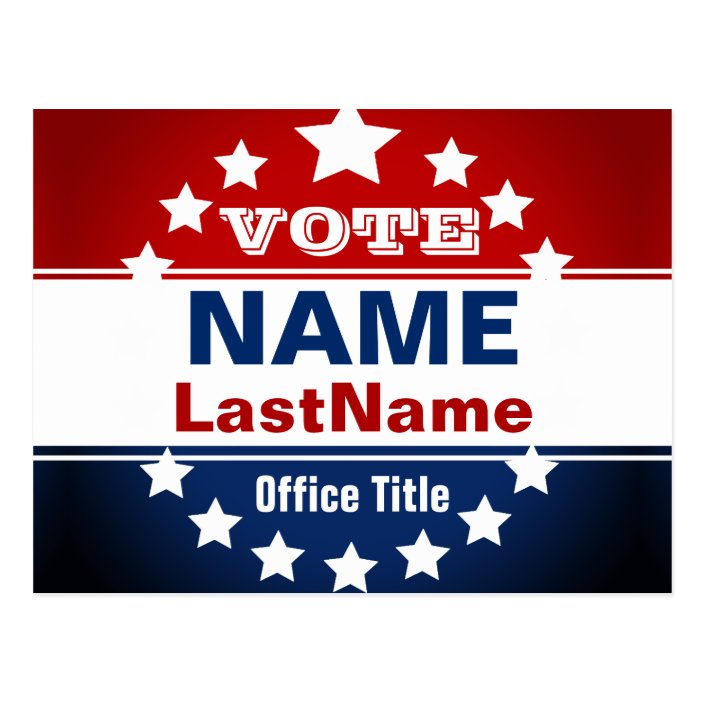 Custom Red, White and Blue Election Template Postcard | Zazzle.com