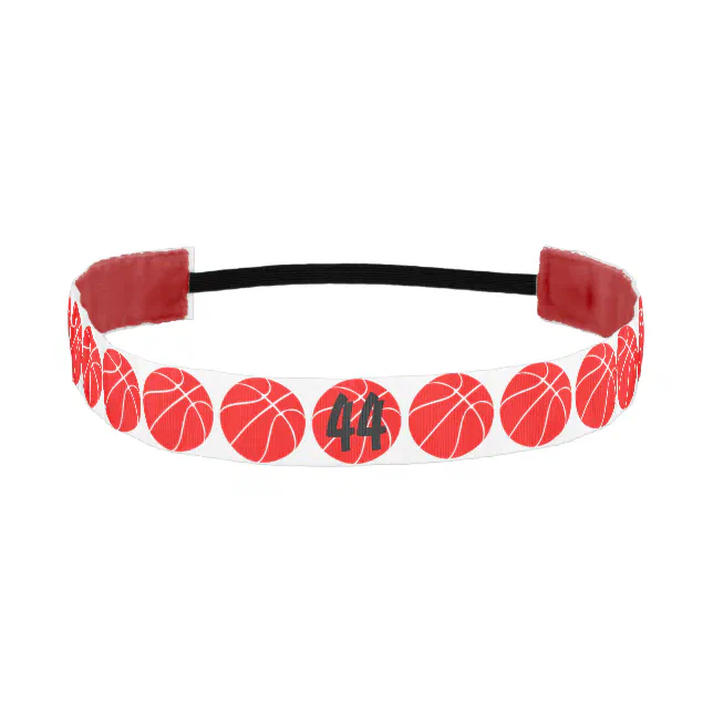 Custom Red & White Basketball Jersey Number Sports Athletic Headband ...
