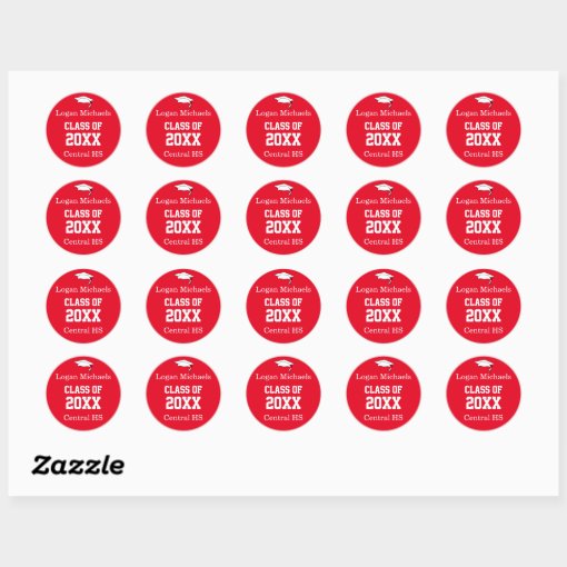 Custom Red White Graduation Sticker Template | Zazzle