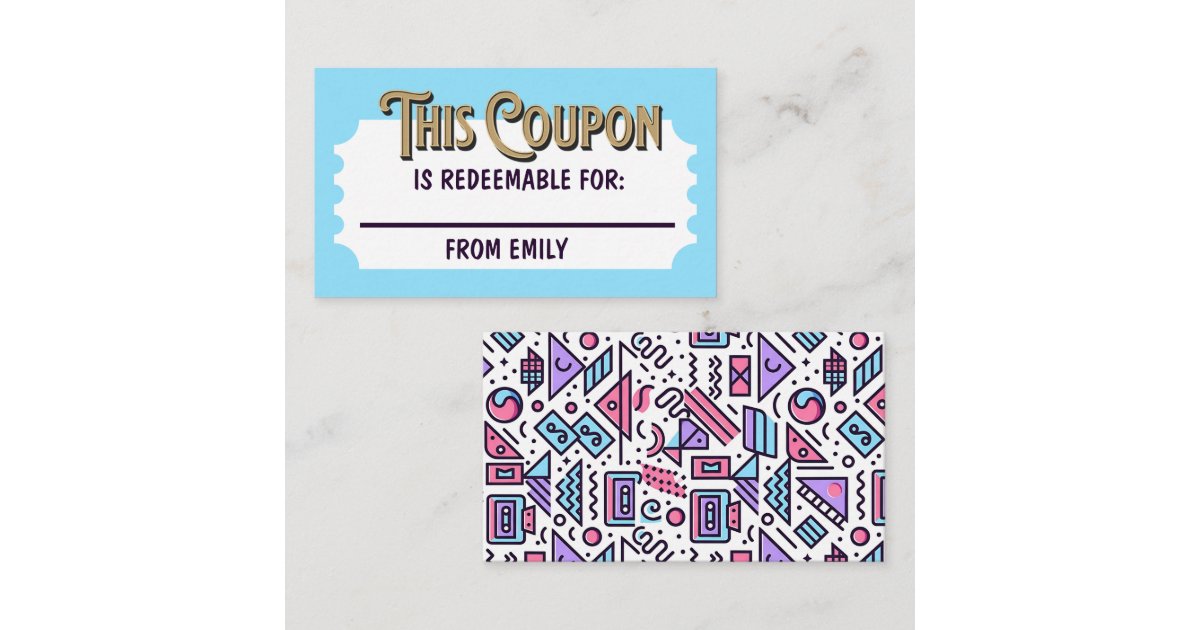 Custom Redeemable Ticket Gift Coupon 90s Card | Zazzle