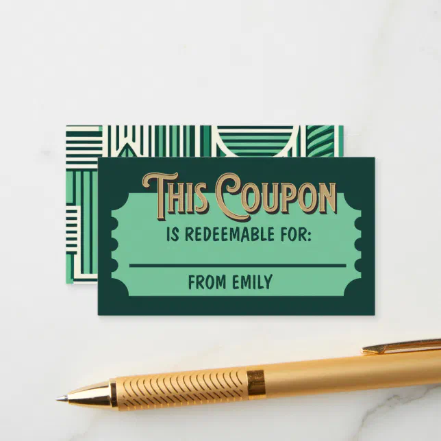 Custom Redeemable Ticket Gift Idea Coupon Card | Zazzle