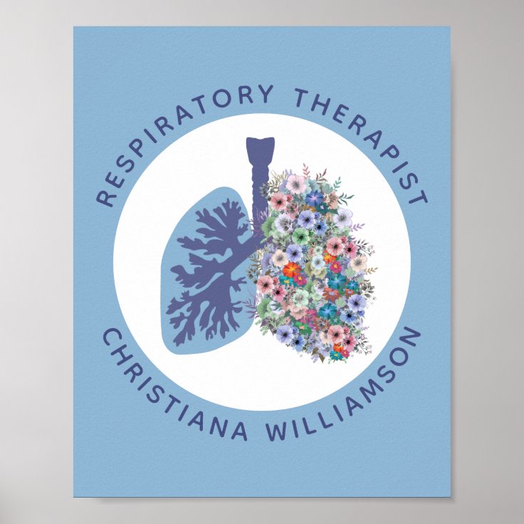 Custom Respiratory Therapist Floral Lungs Gift Poster | Zazzle