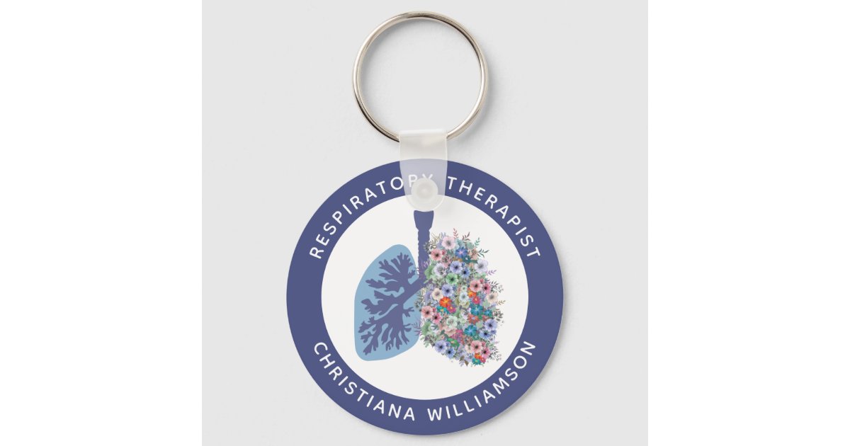 Custom Respiratory Therapist Floral Lungs Keychain | Zazzle