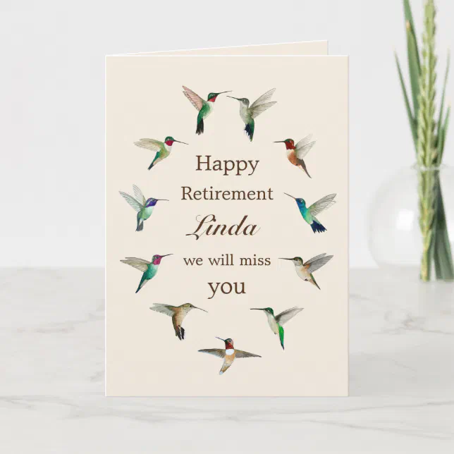 Custom Retirement Hummingbirds Card | Zazzle