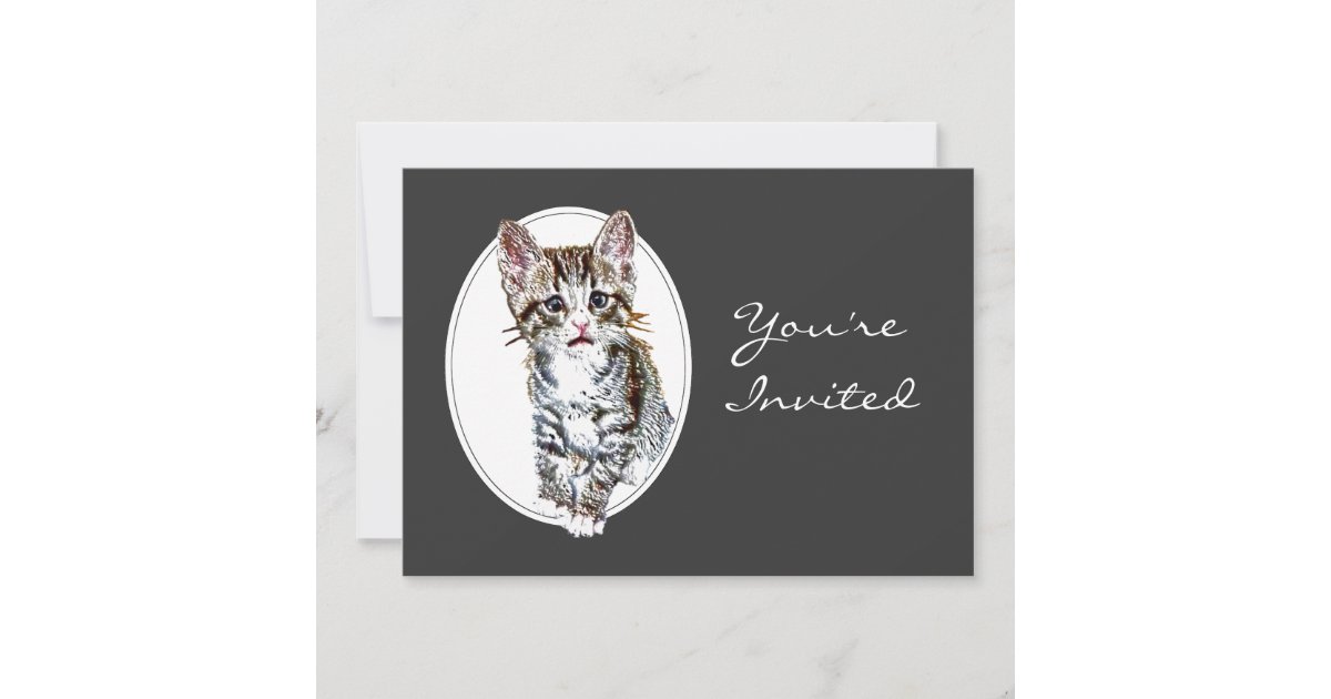 Custom Retirement Invite Sweet Little Kitty Cat | Zazzle