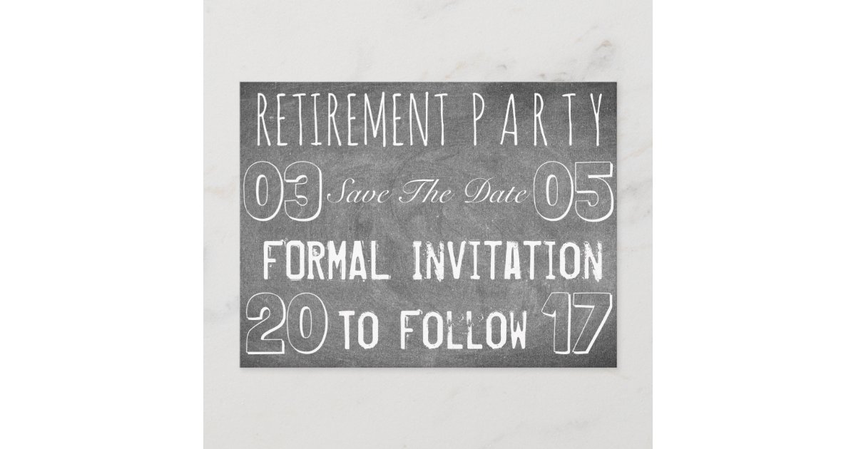 Custom Retirement Party Save The Date Chalkboard Announcement Postcard Custom Retirement Party Save The Date Chalkboard Announcement Postcard
