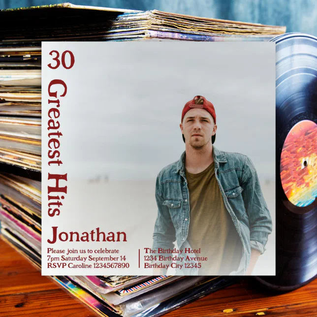 Custom Retro Album Cover Music 30th Birthday Invitation | Zazzle
