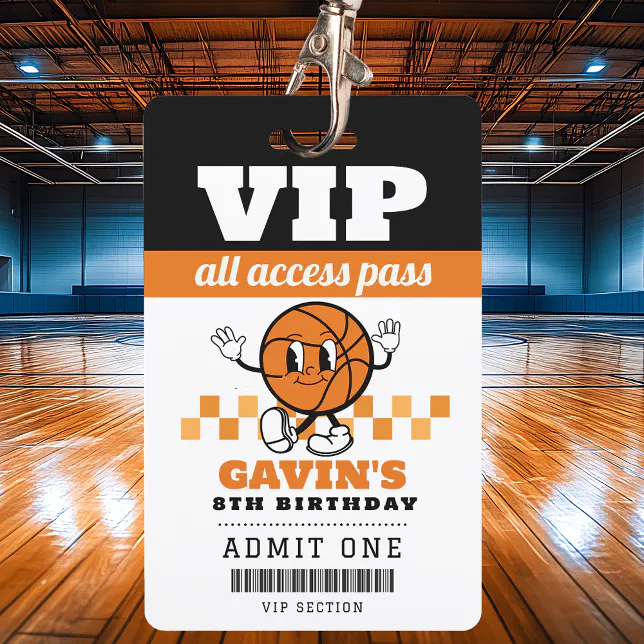 Custom Retro Basketball Birthday Party Favor MVP Badge | Zazzle