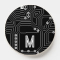 Custom Retro Black White Computer Circuit Board PopSocket | Zazzle