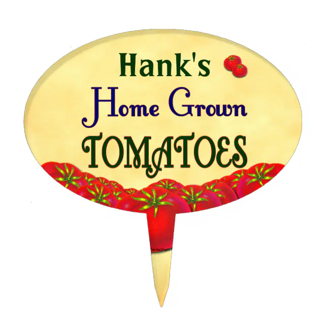 Custom Retro Home Grown Tomatoes Plant Marker Cake Topper | Zazzle