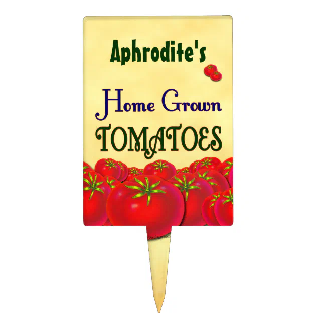 Custom Retro Home Grown Tomatoes Plant Marker Cake Topper | Zazzle