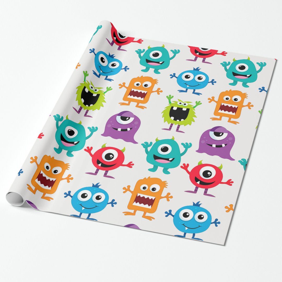 Custom Retro Monster Alien Wrapping Paper | Zazzle