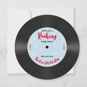 Custom Retro Music Record Rocking Photo Holiday Card | Zazzle