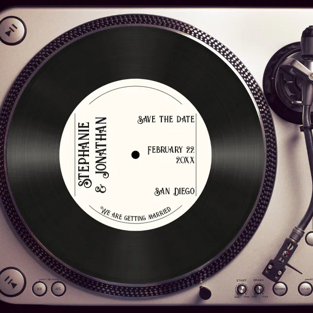 Custom Retro Vinyl Record Vintage Save The Date Invitation | Zazzle