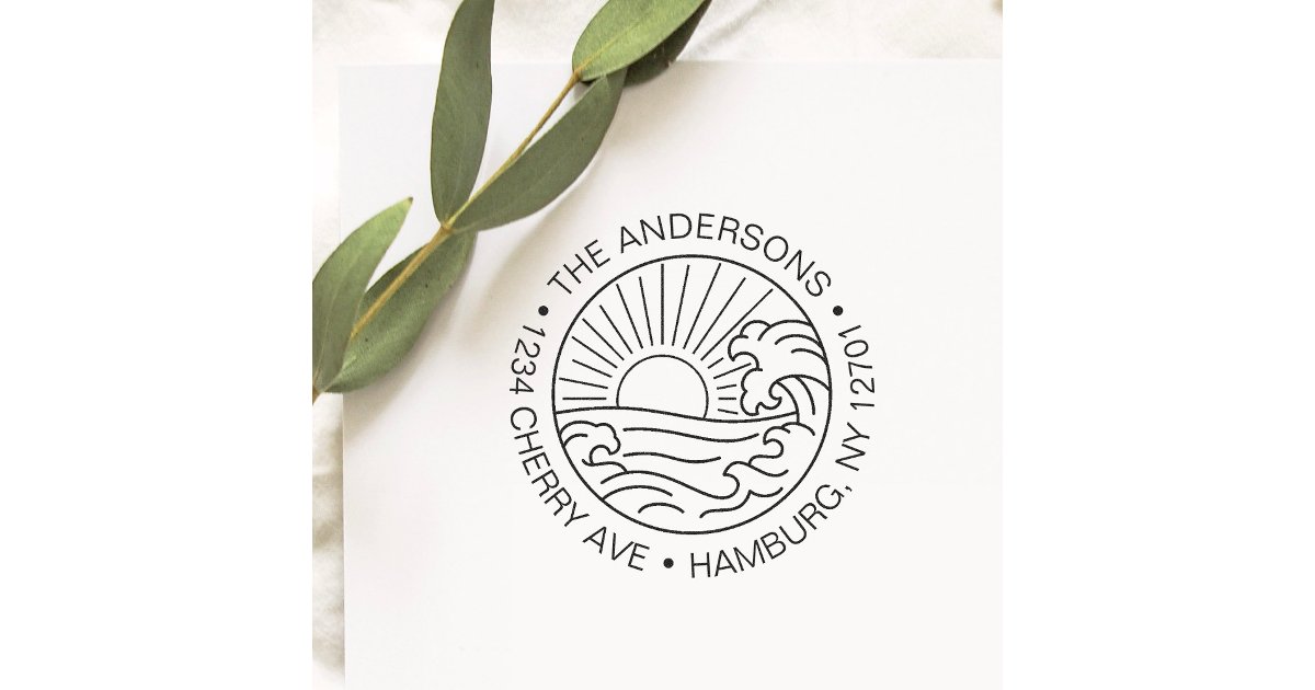 Custom Return Address Beach Waves Wedding Self-inking Stamp | Zazzle