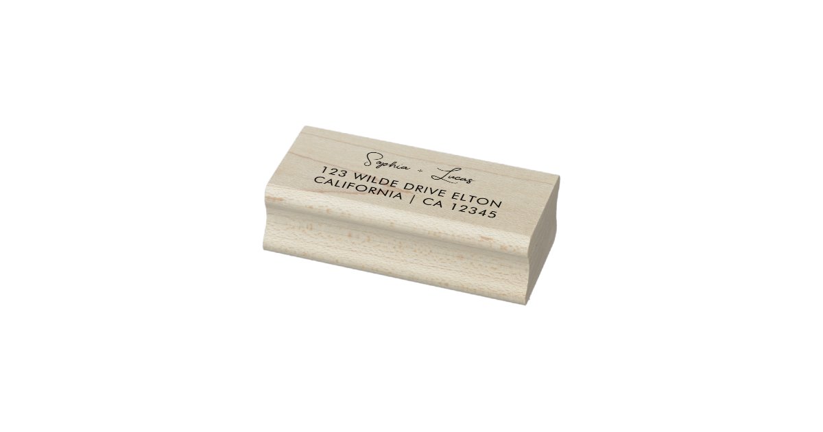 Custom Return Address Modern Minimal Script Couple Rubber Stamp | Zazzle
