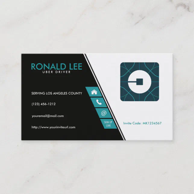 Custom Ride Sharing Uber Driver (New Uber Logo) Business Card | Zazzle