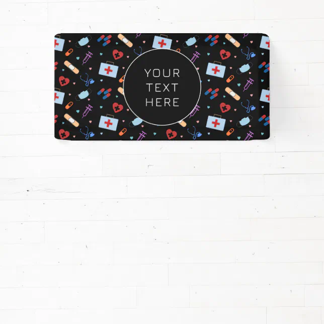 Custom RN Nurse | Doctor Medical Pattern Banner | Zazzle