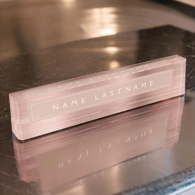 Custom Rose Gold Blush Pink Foil Modern Desk Name Plate | Zazzle