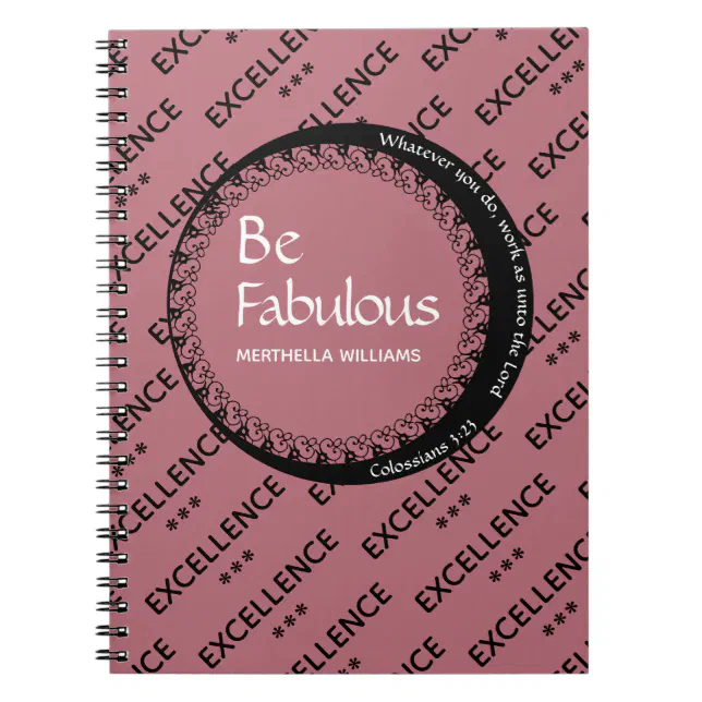 Custom Rose Pink FABULOUS Motivational Notebook | Zazzle