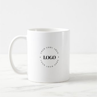 Custom Round Circle Business Logo Minimalist Plain Coffee Mug | Zazzle