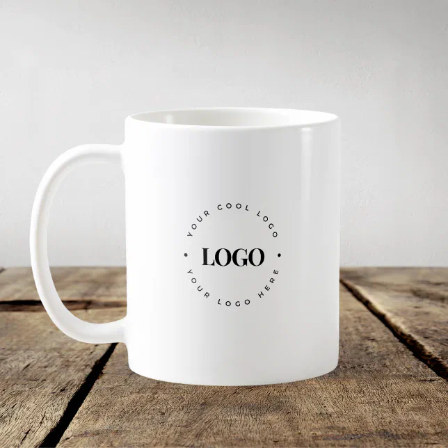 Custom Round Circle Business Logo Minimalist Plain Coffee Mug | Zazzle