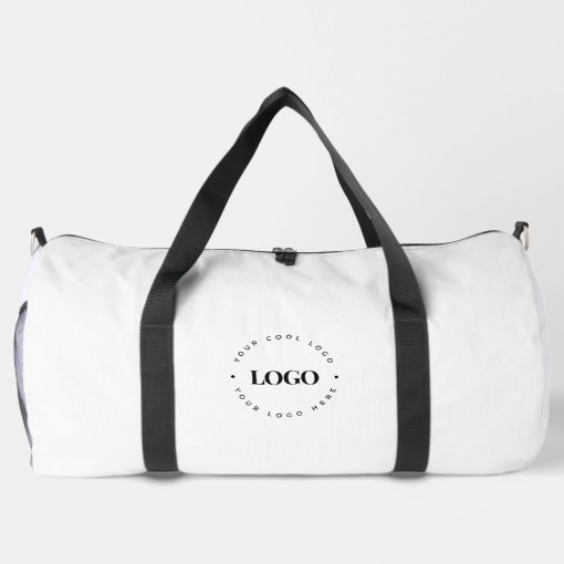 Custom Round Circle Business Logo Minimalist Plain Duffle Bag | Zazzle