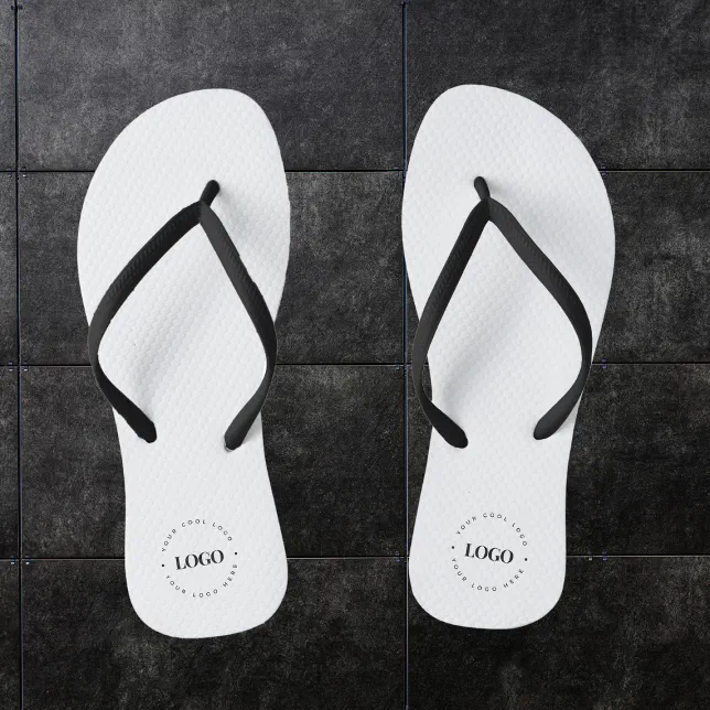Custom Round Circle Business Logo Minimalist Plain Flip Flops | Zazzle