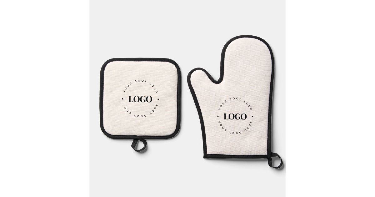 Custom Round Circle Business Logo Minimalist Plain Oven Mitt & Pot ...