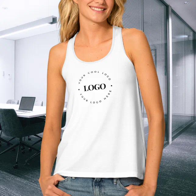 Custom Round Circle Business Logo Minimalist Plain Tank Top | Zazzle