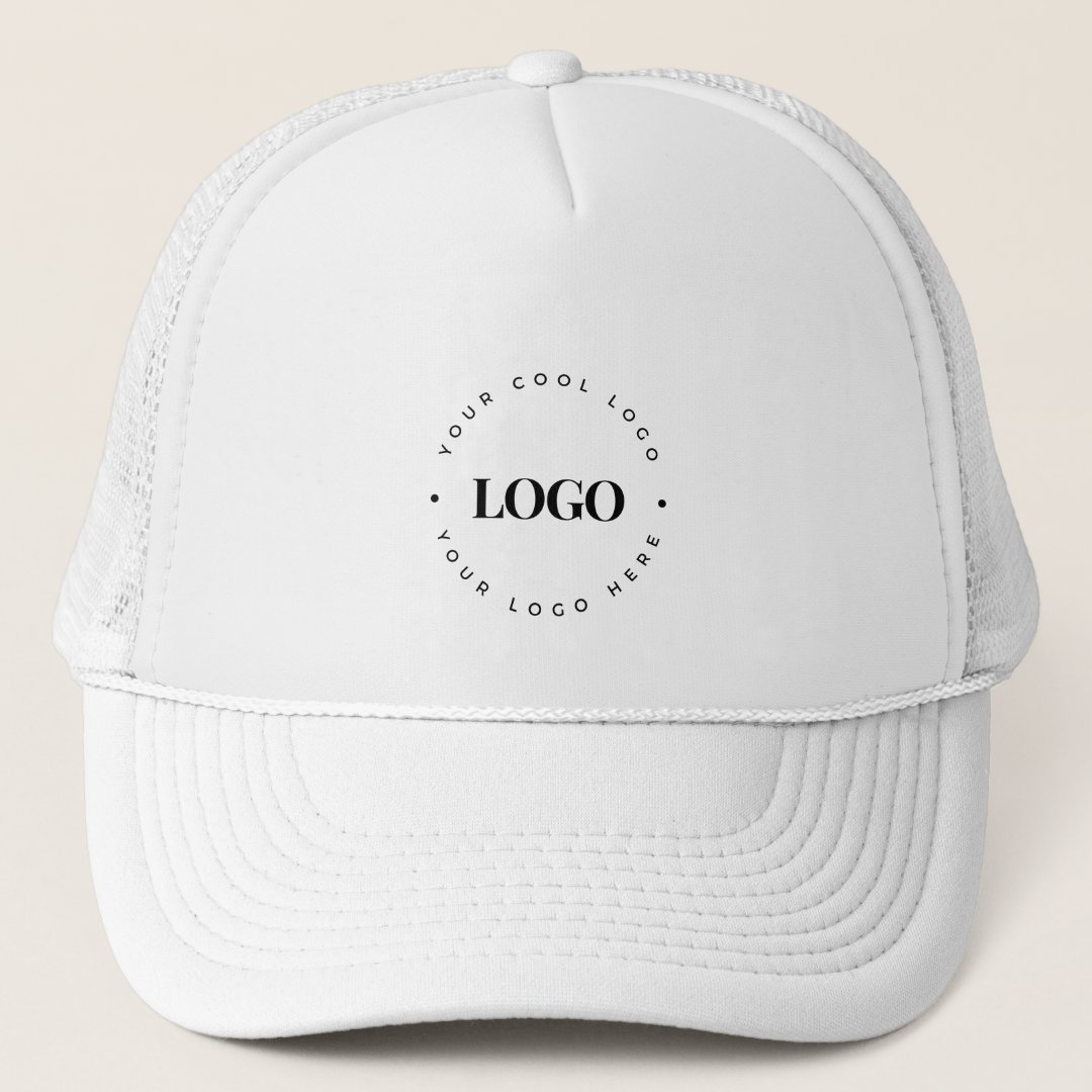 Custom Round Circle Business Logo Minimalist Plain Trucker Hat | Zazzle
