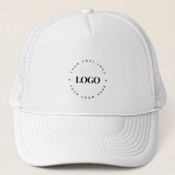 Custom Round Circle Business Logo Minimalist Plain Trucker Hat | Zazzle