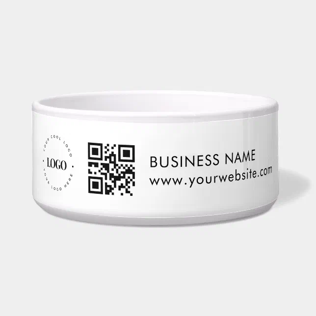 Custom Round Circle Business Logo QR Code Branded Bowl | Zazzle