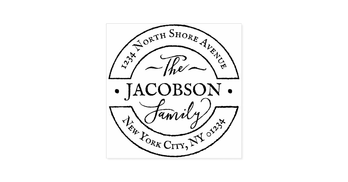 Custom Round Hand Lettered Script Family Monogram Self-inking Stamp ...