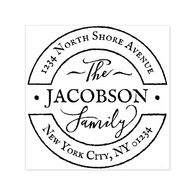 Custom Round Hand Lettered Script Family Monogram Self-inking Stamp ...