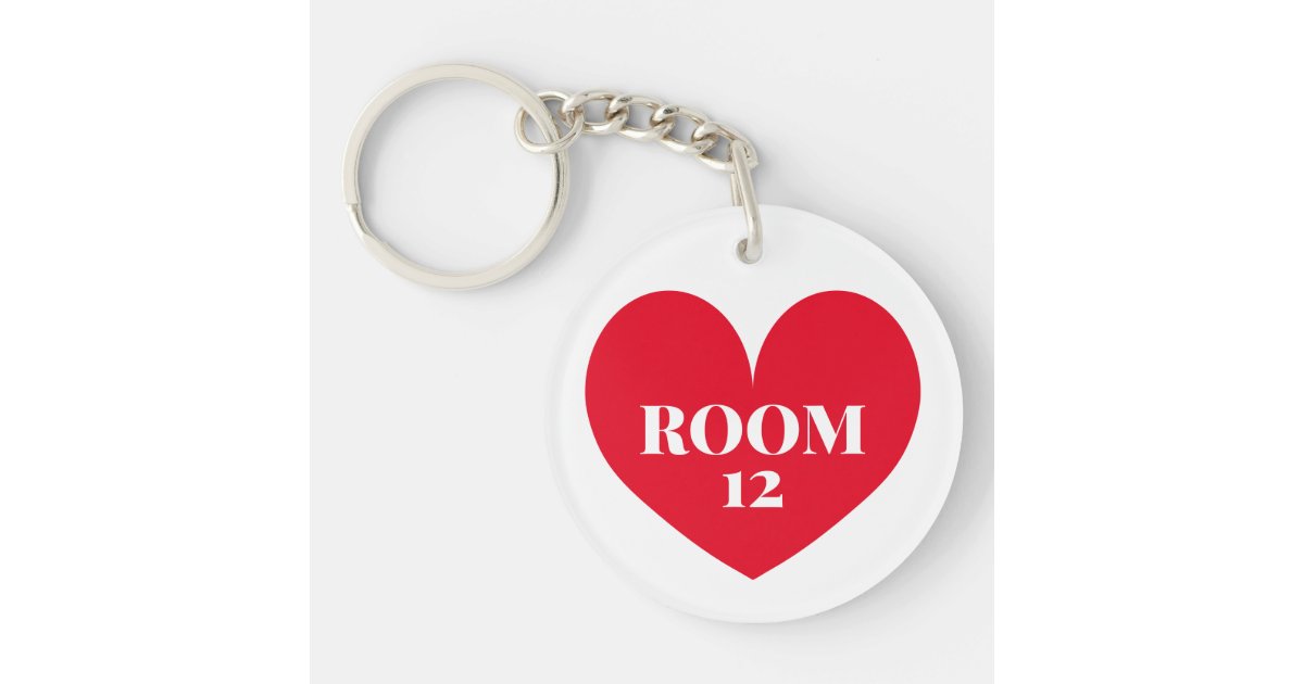 Custom round hotel room keychain with heart | Zazzle