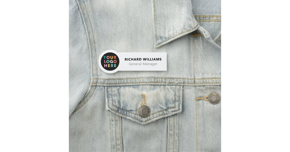 Custom Round Logo Employee Magnetic or Safety Pin Name Tag | Zazzle